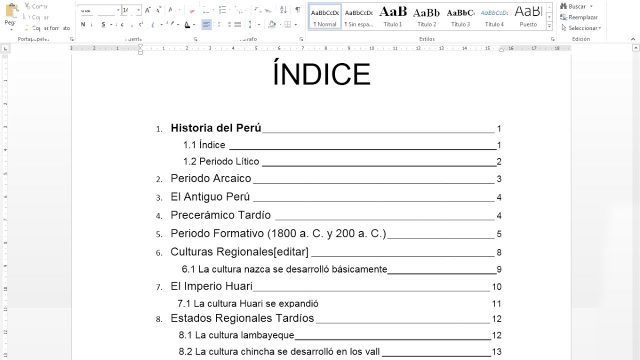 Cómo hacer un índice en Word